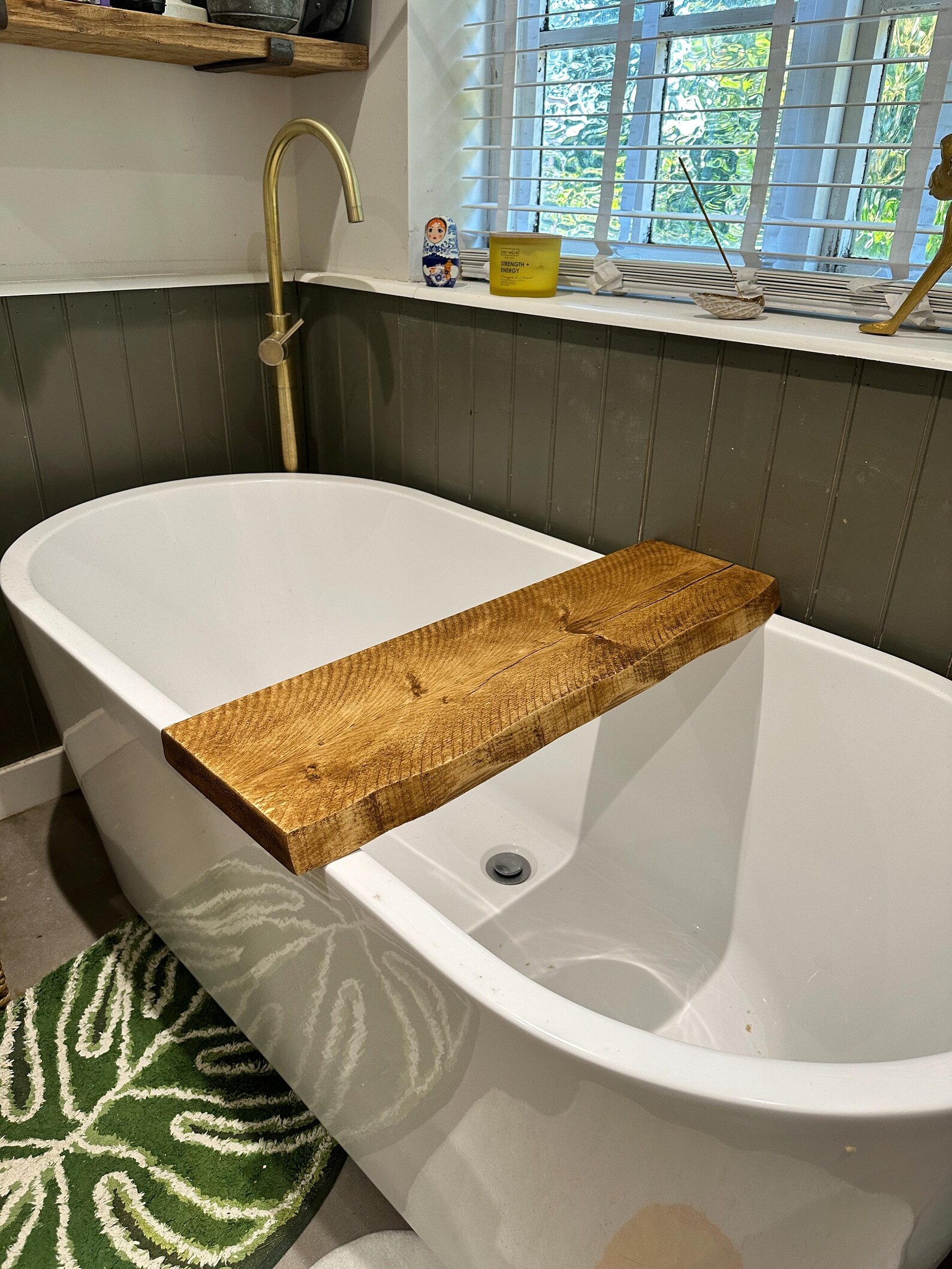 FORÊT Angled Live Edge Rustic Solid Wood Chunky Scaffold Simple Bath ...
