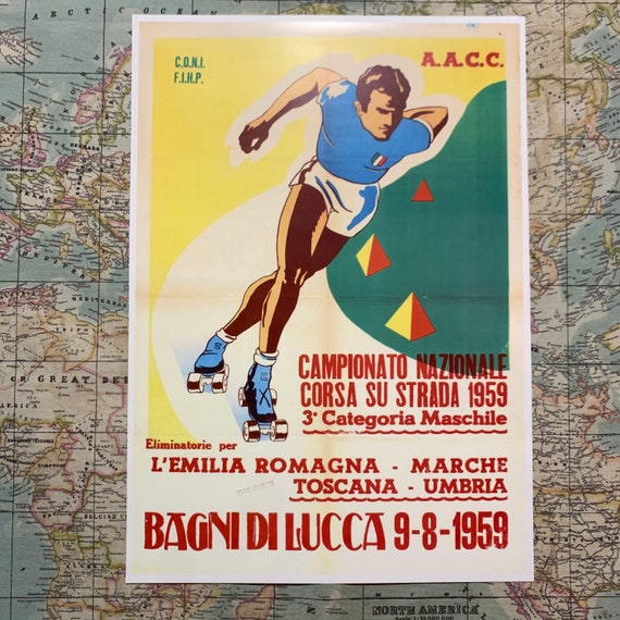 Vintage 1960s Bagni Di Luca Roller Skating Chanpionship Pop | Etsy