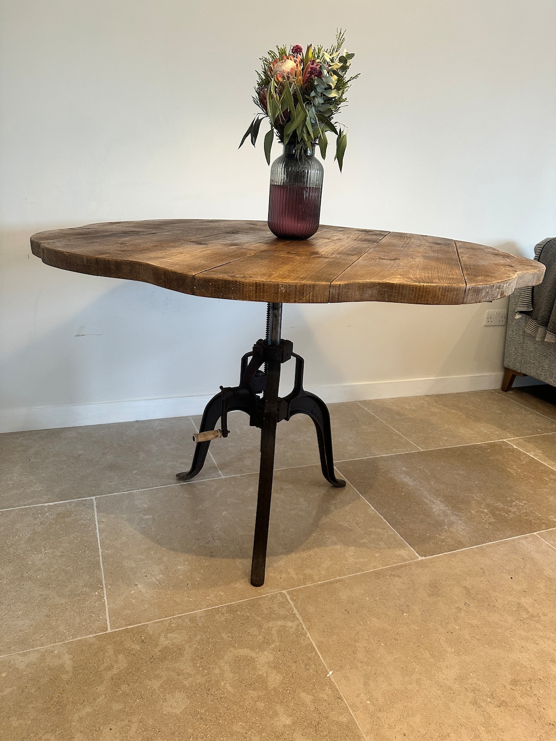 FORET Adjustable Height Crank Live Edge Flower Rustic Circle Chunky ...