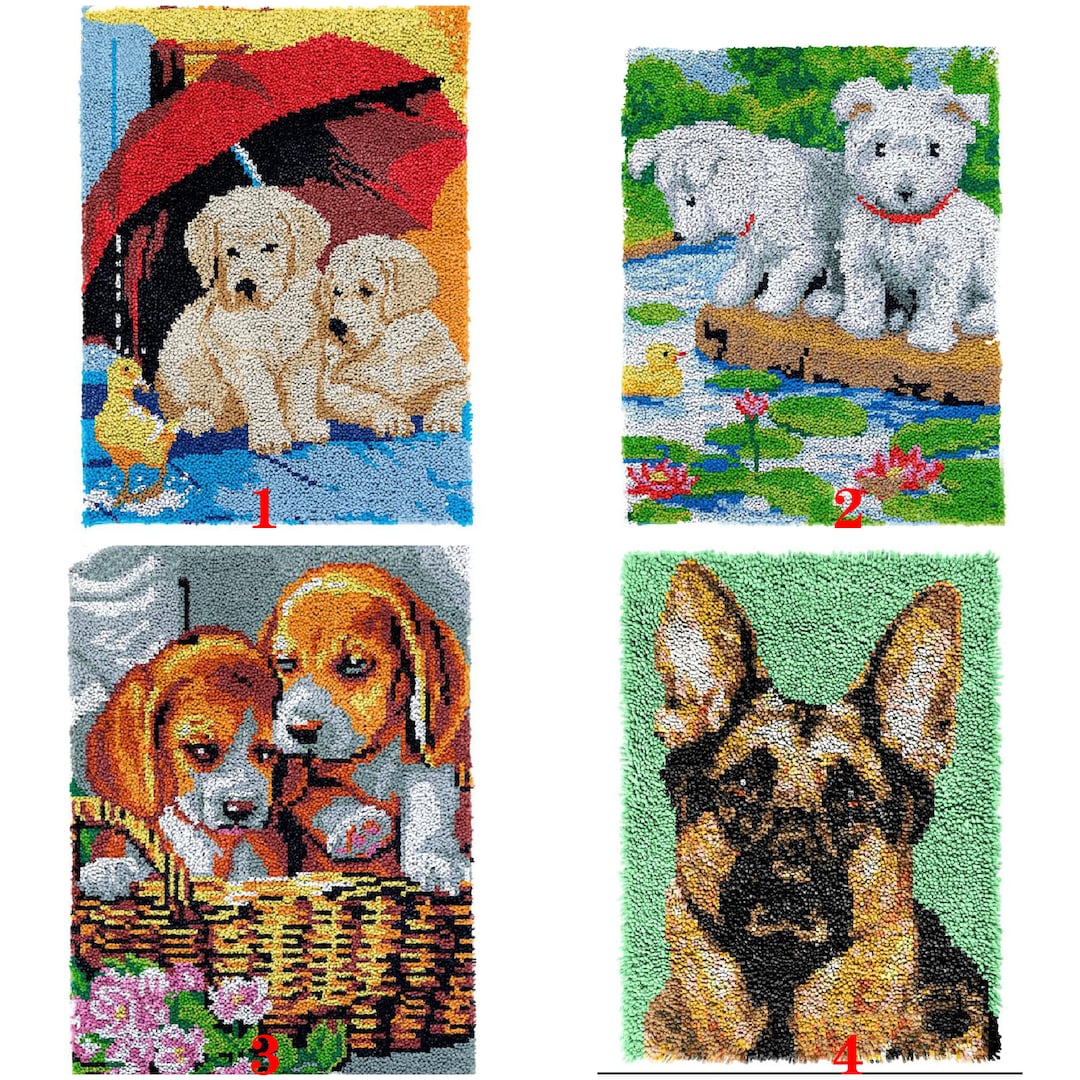 Latch Hook Kits Rug Cute Dogs Cartoons Making Kits for Adults Kids ...