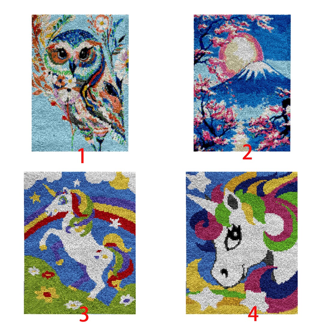 Cute Animal Cartoon Pattern Latch Hook Kits Rug Making Kits for Adults ...