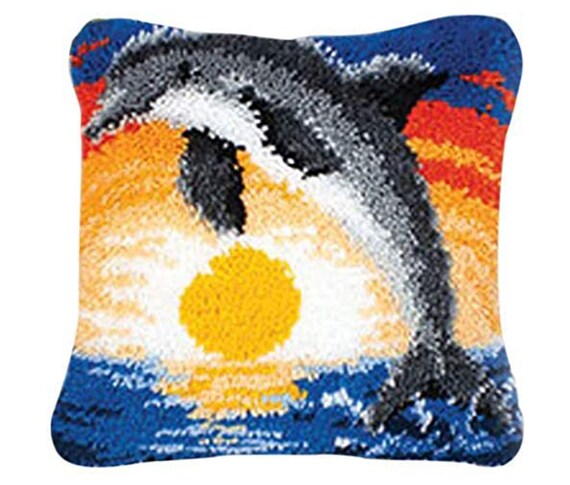 Dolphin Latch Hook Kits Pillow Case Embroidery Carpet Set | Etsy