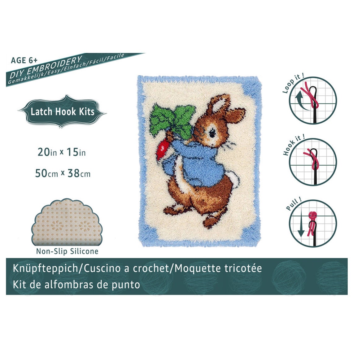 Rabbit DIY Latch Hook Kits Rug Embroidery Carpet Set | Etsy