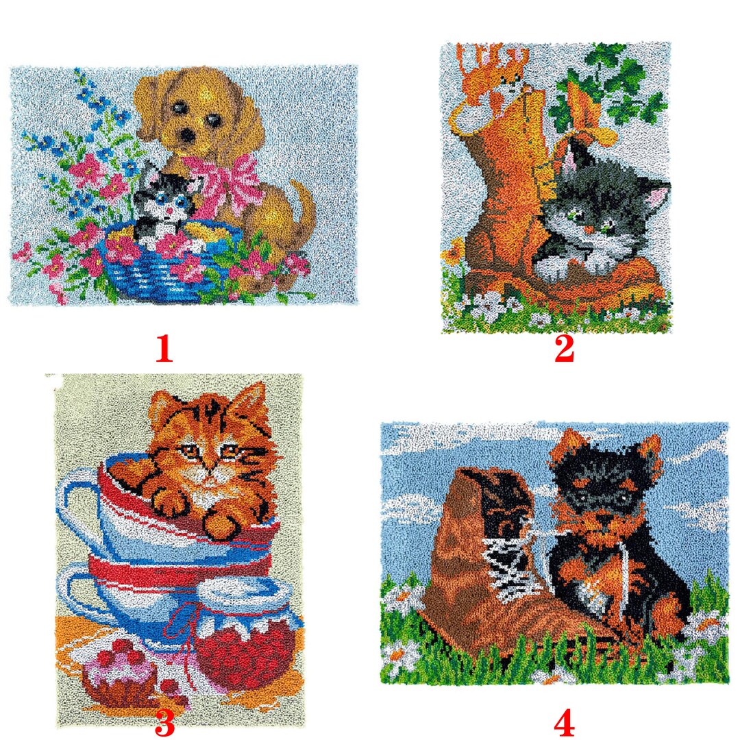 Animal Latch Hook Kits Rug Playing Cat/dog Making Kits for Adults Kids ...