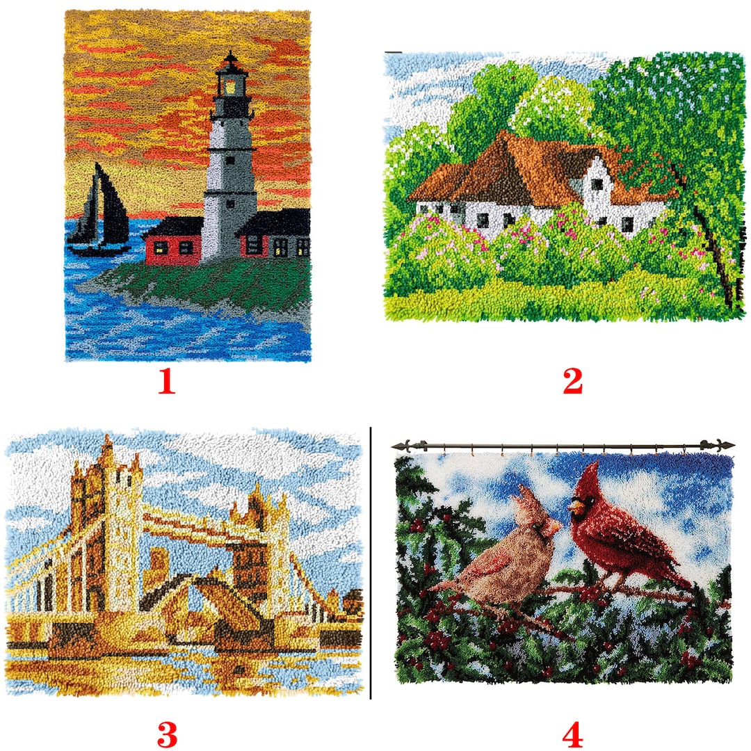 Latch Hook Kits Rug Scenery Home Pattern Making Kits for Adults Kids ...