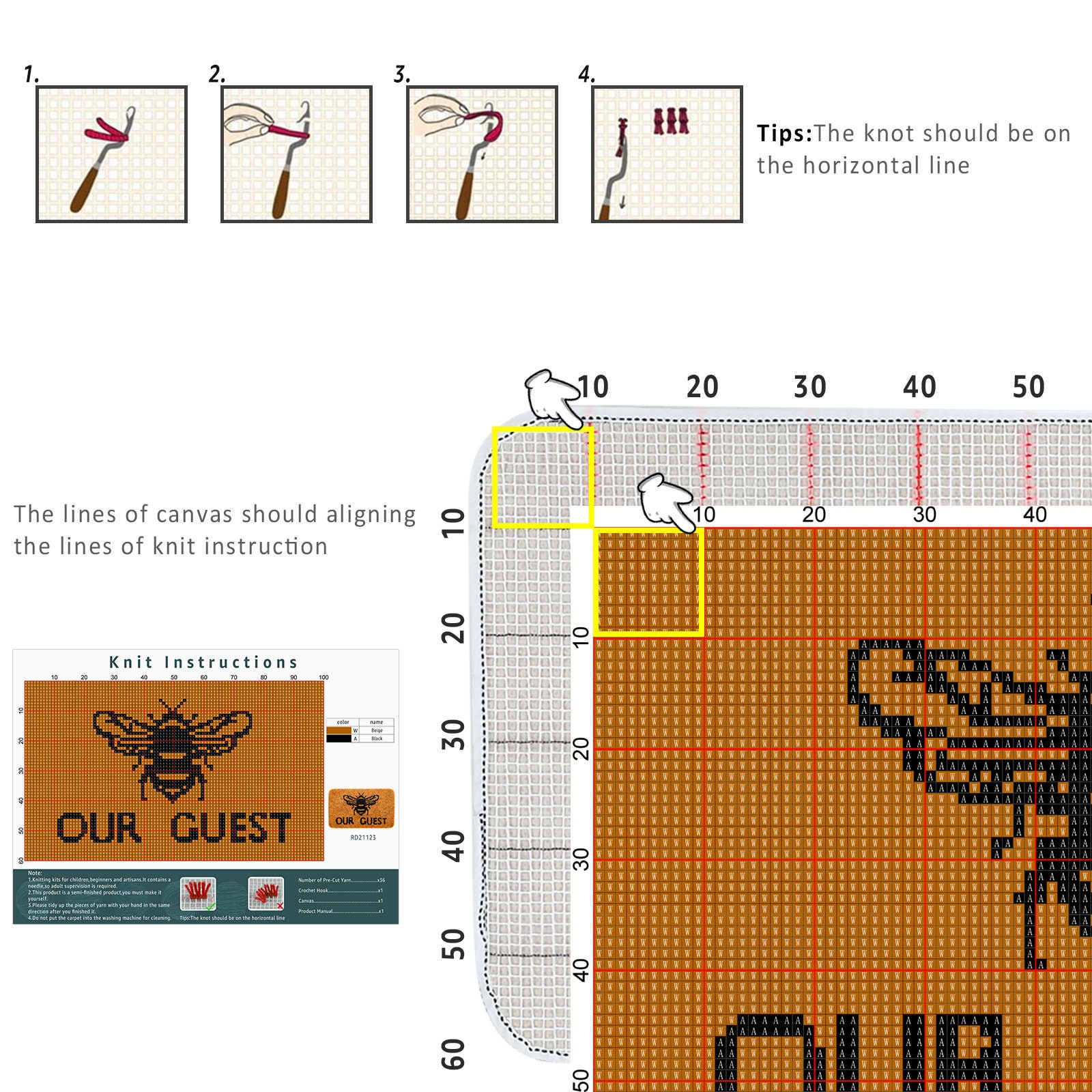 Latch Hook Directions Chart