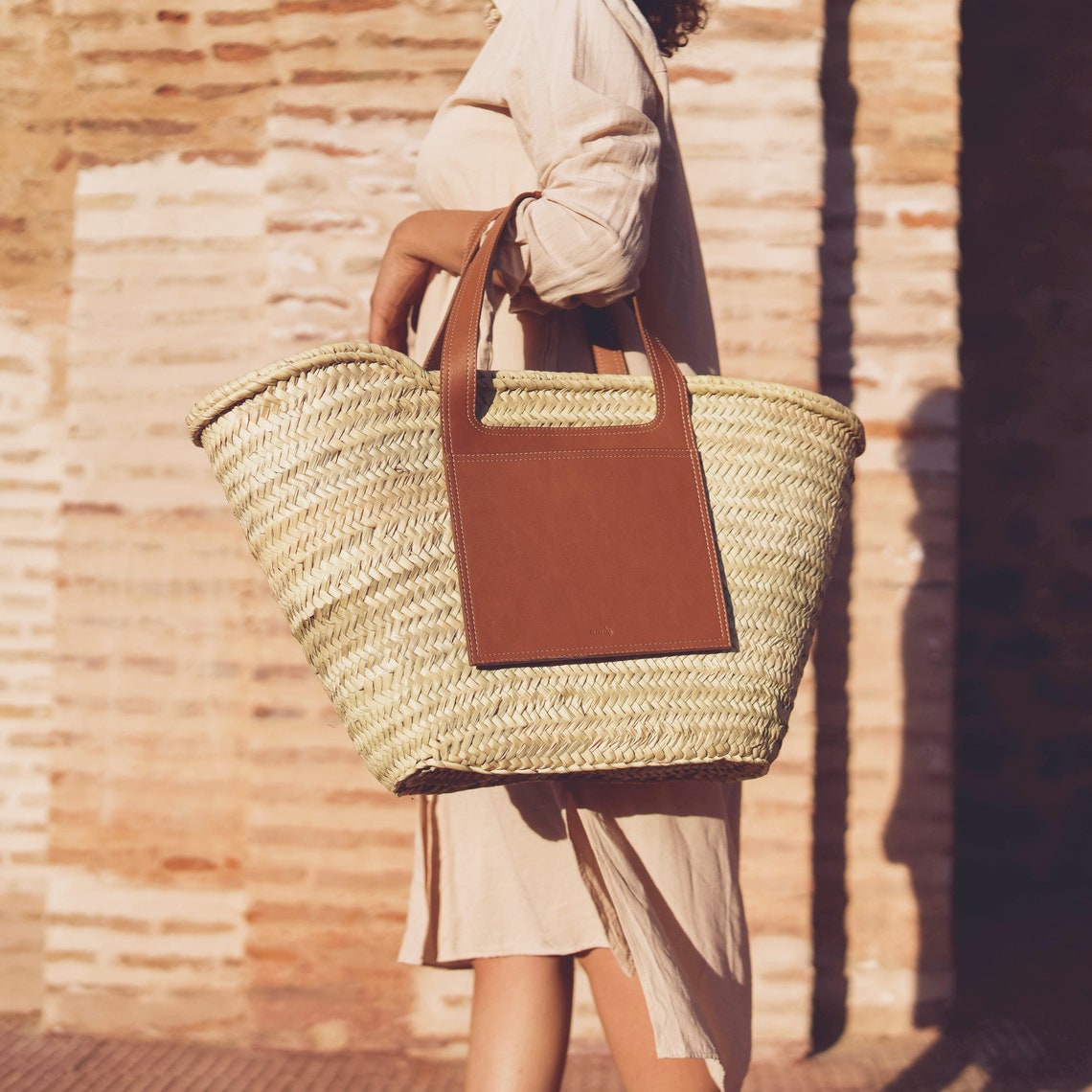 Large Straw Basket Bag, Straw Basket Bag, Straw Basket Bag With Leather ...