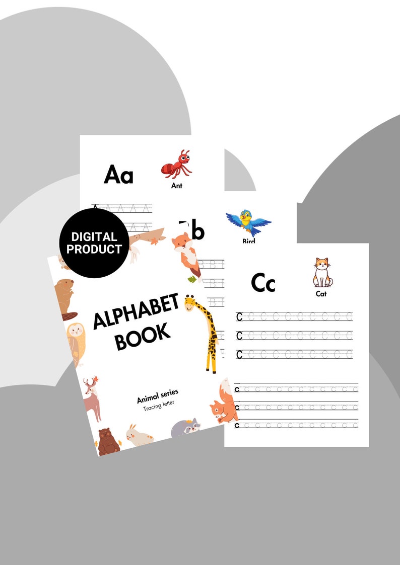26 Printable Letter Tracing Alphabet, Alphabet Book, Animal by Alphabet ...