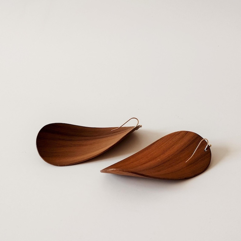 Lightweight Wooden Earrings FOLLA / Dangle Oval Earrings With a Twist ...