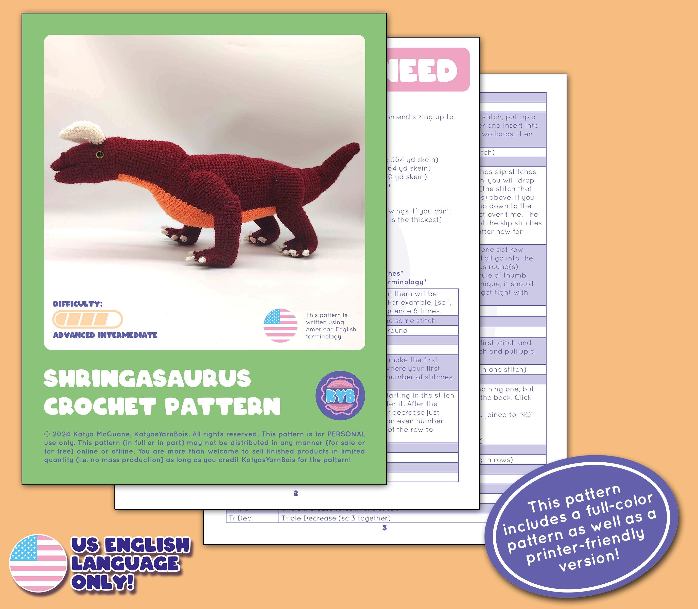 PATTERN | Shringasaurus Crochet Pattern | Triassic Period Extinct ...