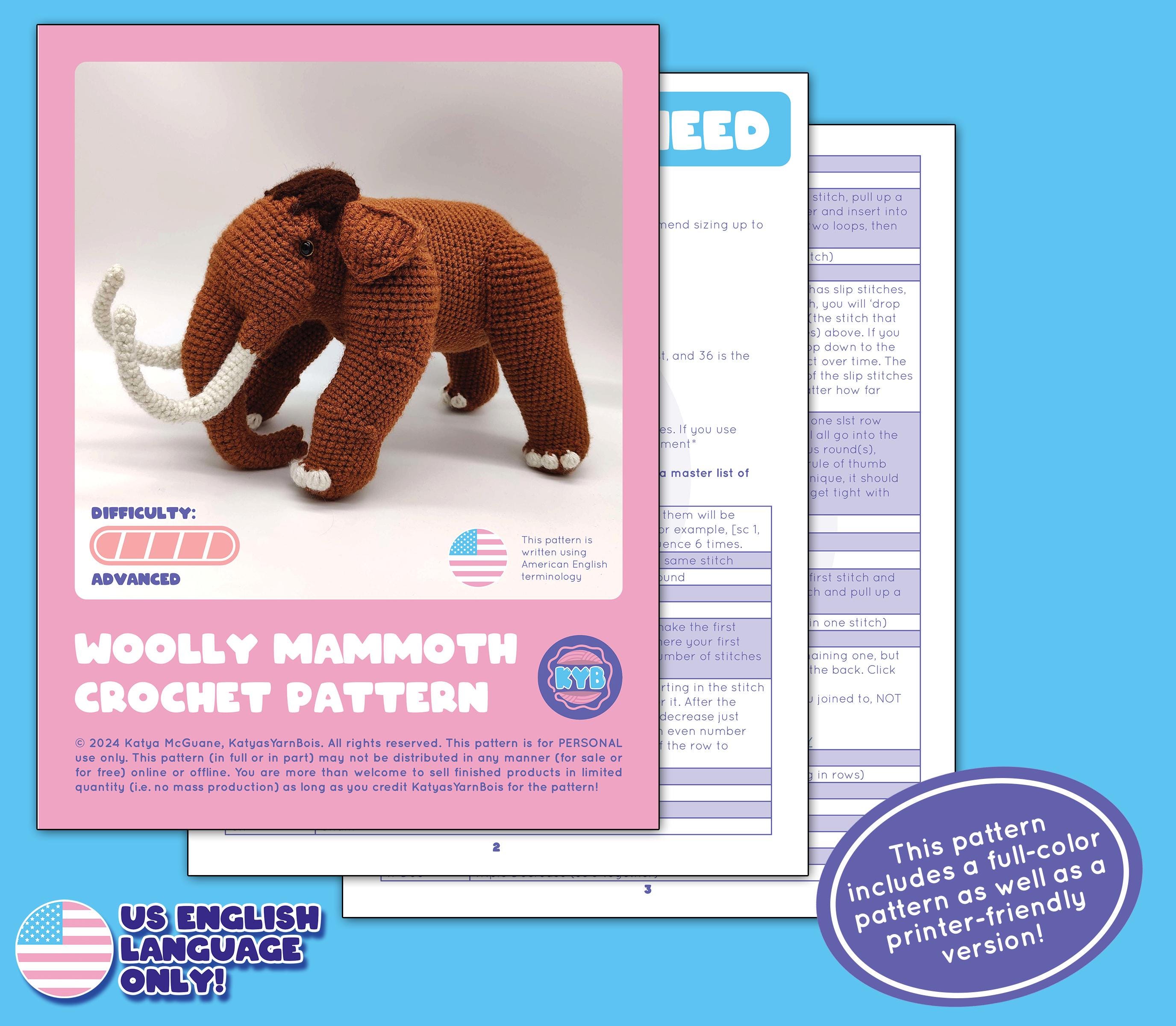 PATTERN | Woolly Mammoth Crochet Plush | Prehistoric Ice Age Mammal ...