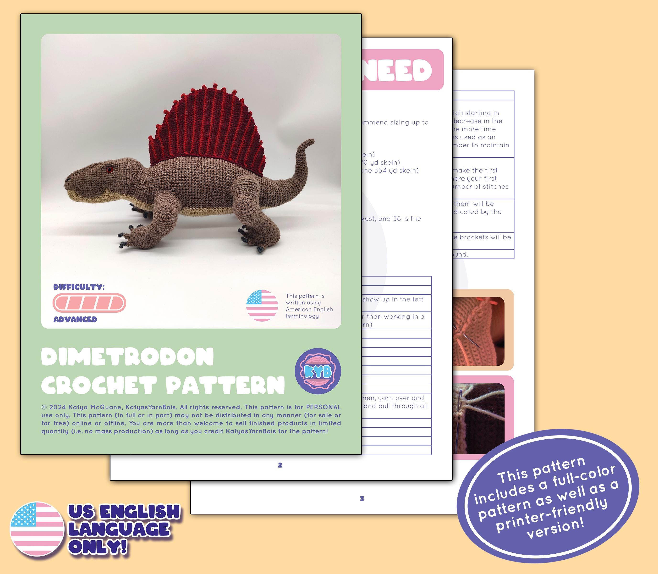 PATTERN | Dimetrodon Crochet Plush | Prehistoric Dinosaur Crochet ...