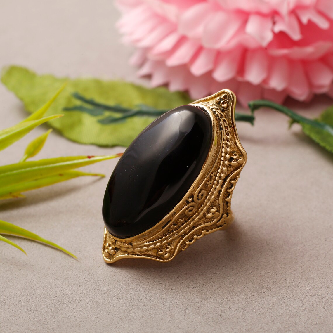 Obsidian Ring Vintage Ring Boho Rings Black Obsidian Ring - Etsy