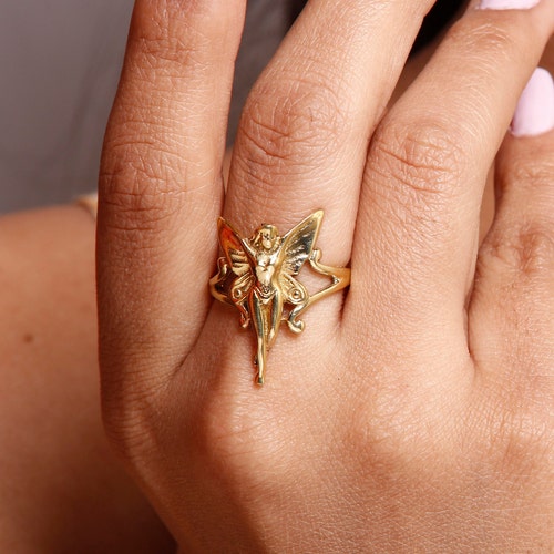 Beautiful Gold Ring With Faerie Fairy Design - Etsy
