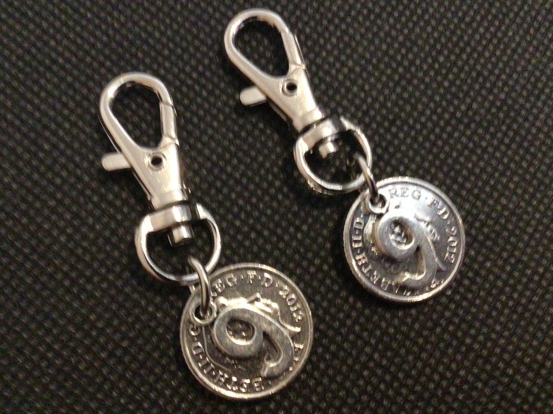 New for 2024 Couples 9th Anniversary Polished 5p Coin Keyrings With ...