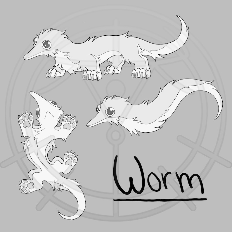 Furry Worm on a String Base Outline Art PSD File Fursona Feral Worm - Etsy
