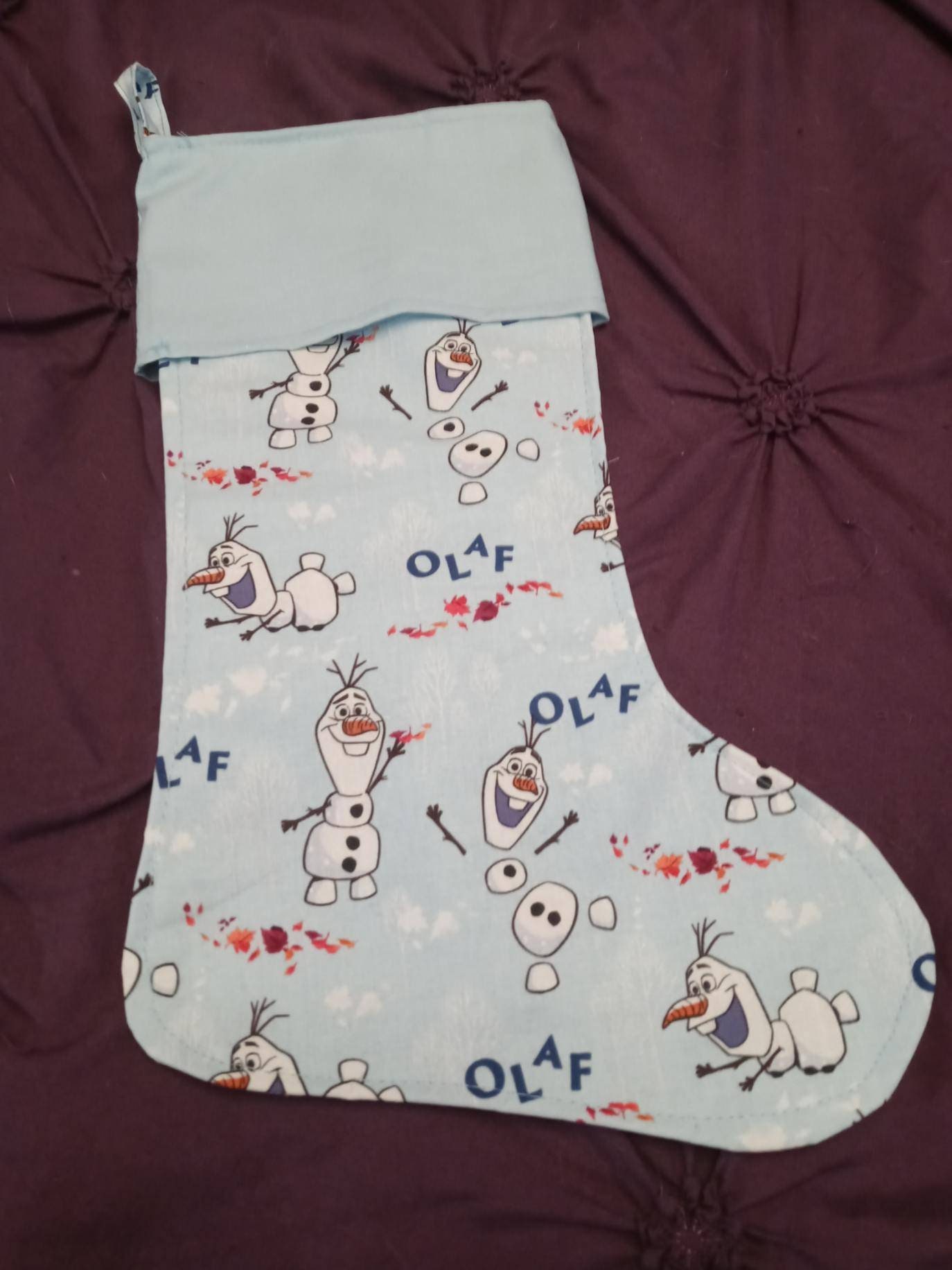 Christmas Stocking Made With Olaf light Blue Fabric - Etsy