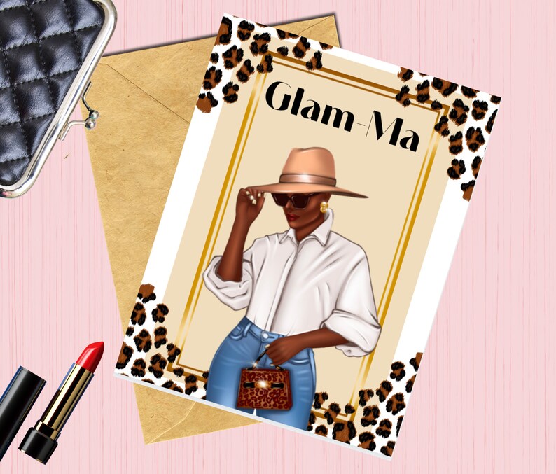 Glam-ma Black Mother's Day Card Glamma Mom Afro - Etsy