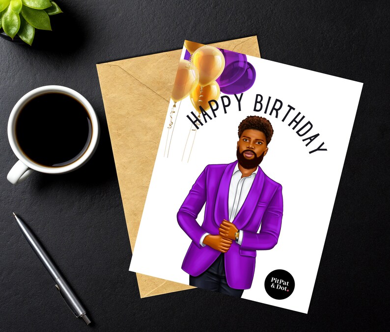 Purple and Gold Birthday, Black Man, - Etsy