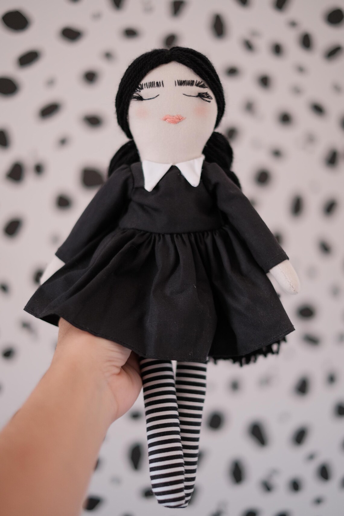 Wednesday Addams, Addams Family, Merlina, Handmade Doll, Heirloom Cloth ...