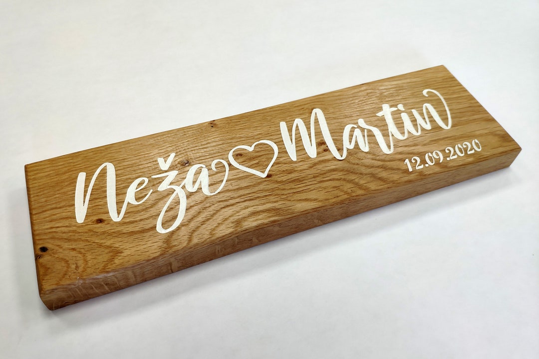 Personalized Wedding Wood Sign - Custom Engraved Oak - Acryl Paint ...