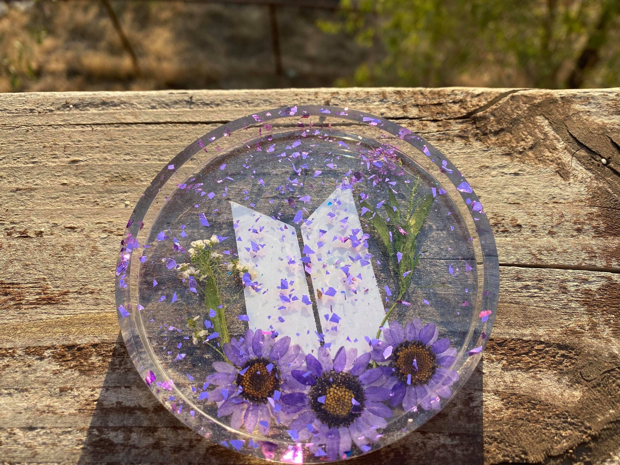 BTS or Army Shield Coaster with Flowers | Etsy