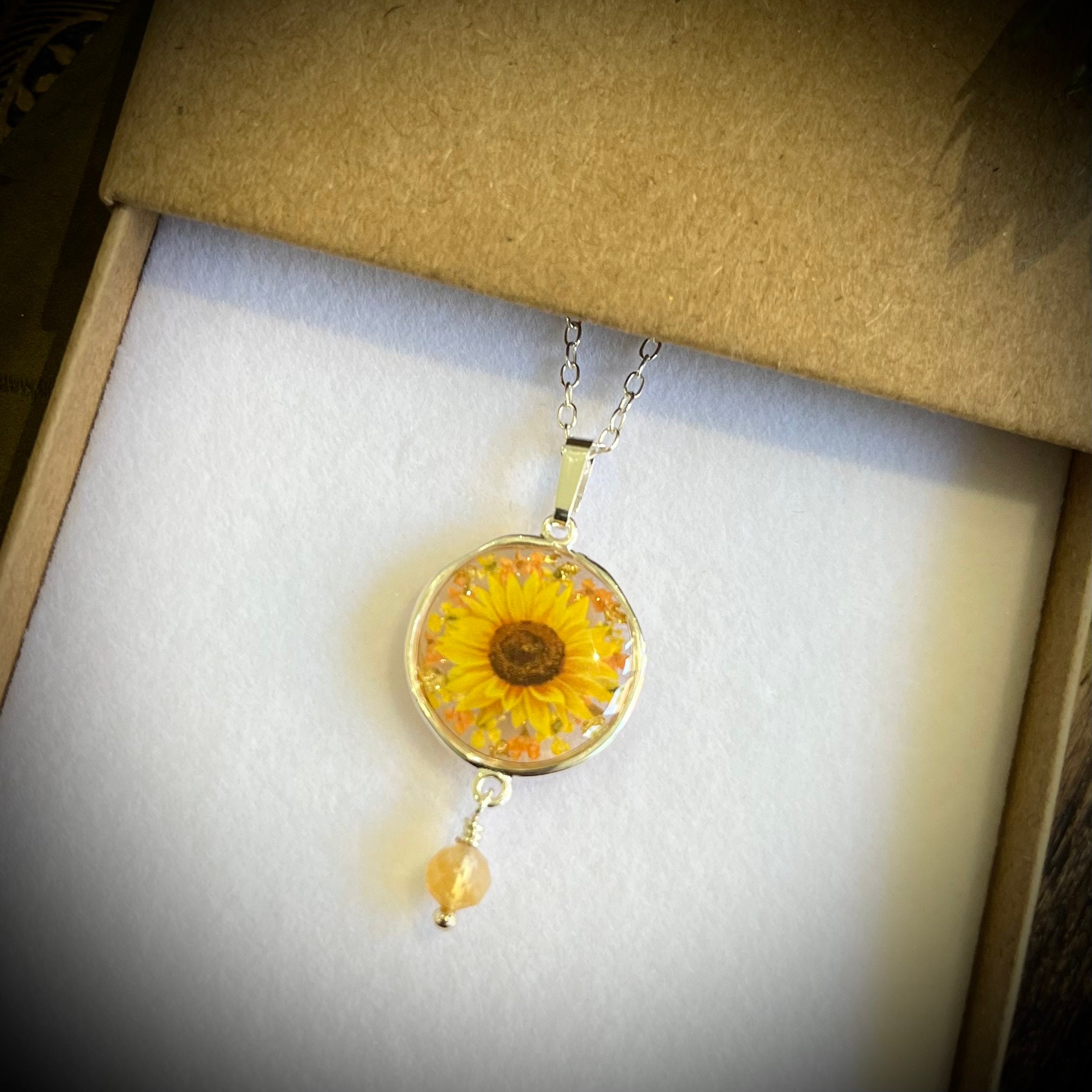 Sunflower Necklace, Sterling Silver Sunflower Pendant, Sunflower ...