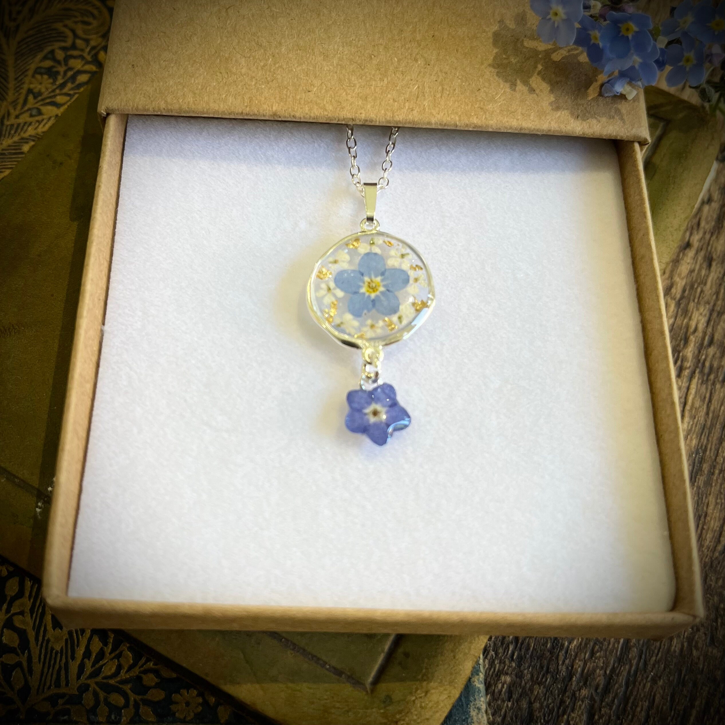 Forget Me Not Sterling Silver Necklace Real Forget Me Not - Etsy