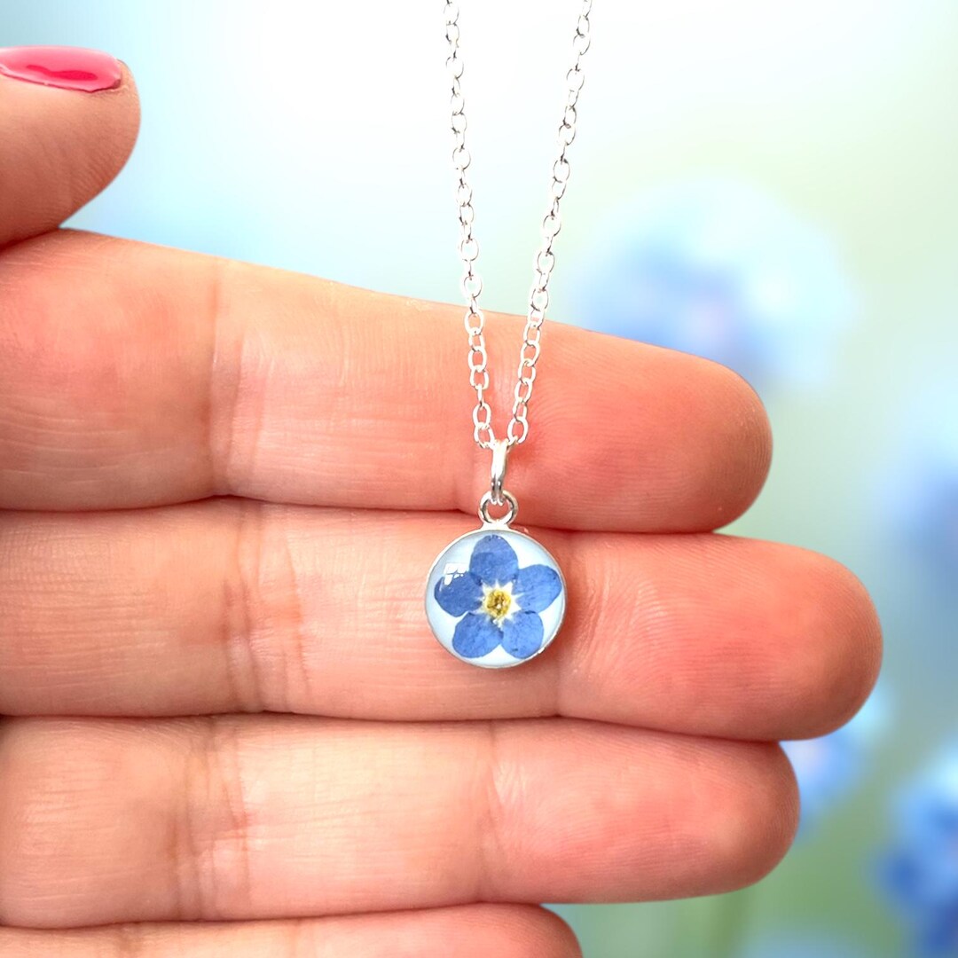 Forget Me Not Necklace, Sterling Silver Forget Me Not Necklace, Forget ...