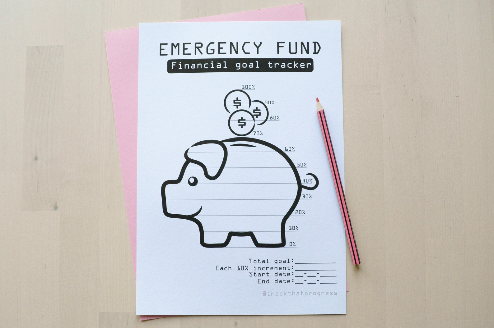 Emergency Fund Piggy Bank - Financial Goal Tracker Printable - Etsy