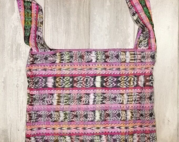 Guatemalan Mayan Tote Bag | Multicolor-pink-jaspe | Indigenous Design ...