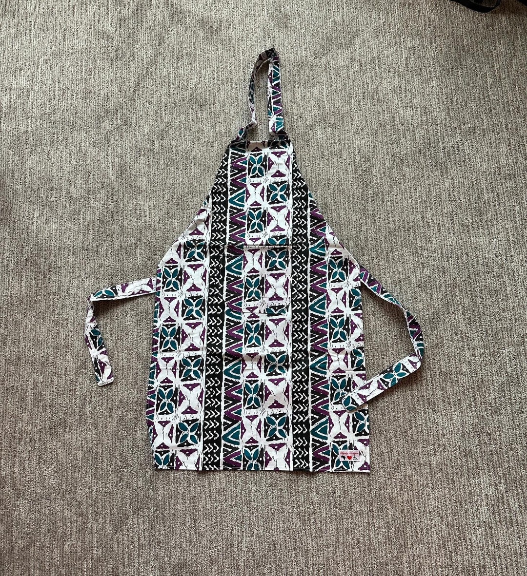 Kenyan Kitchen Apron | Black-purple-white Handmade Kitchen Apron | MADE ...