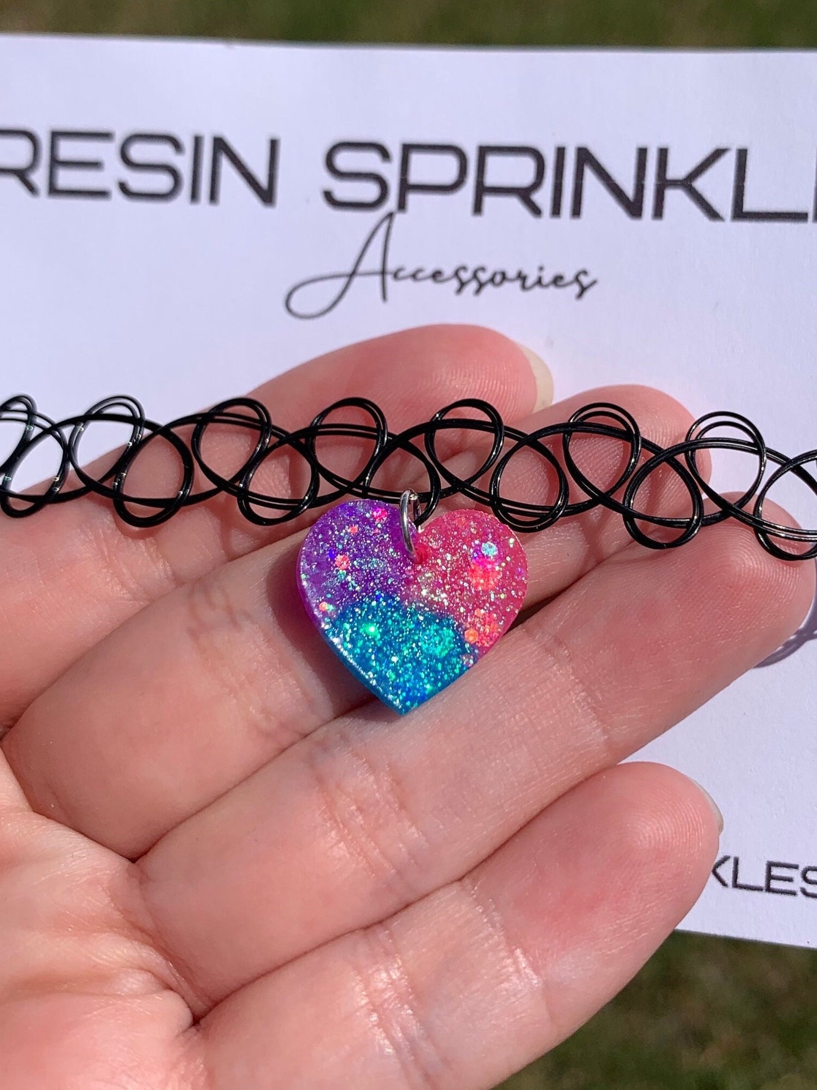 Bisexual Pride Heart Tattoo Choker Necklace | Bi Pride Tattoo Choker ...