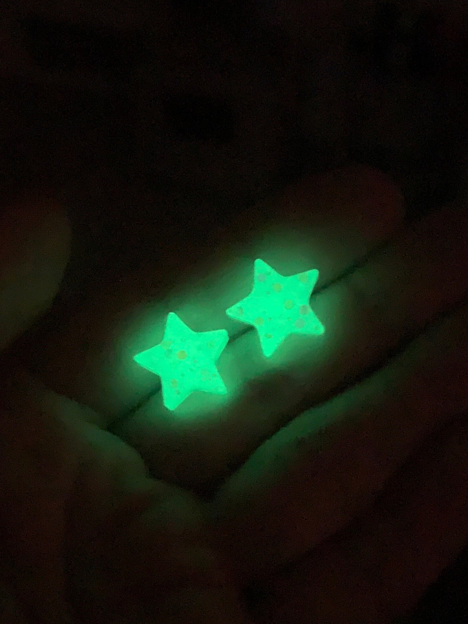 Neon Green Glow Star Stud Earrings | Handmade Chunky Resin Star Studs ...