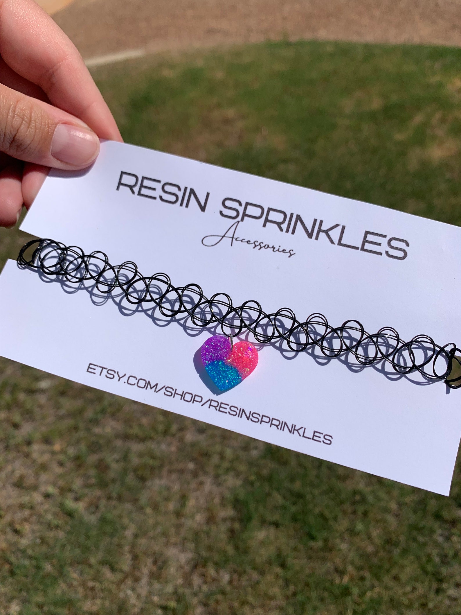 Bisexual Pride Heart Tattoo Choker Necklace | Bi Pride Tattoo Choker ...