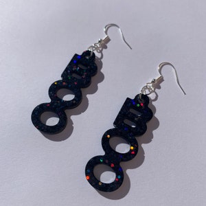 Black Halloween “boo” Earrings | Handmade Holographic Dangle Drop ...