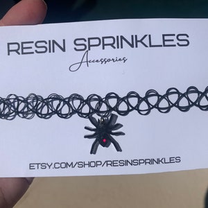 Black Holographic Spider Choker Necklace | 90s Tattoo Choker W ...