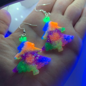 Colorful Sparkly Christmas Tree Earrings | Unique & Fun Handmade ...