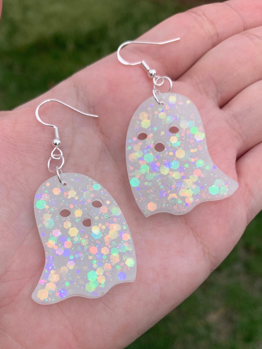 Glow in the Dark Ghost Earrings | Handmade Sparkly Ghost Earrings ...