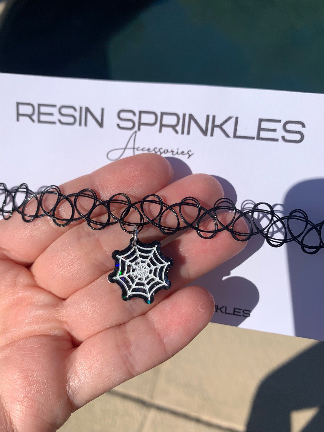 Black Spider Web Tattoo Choker Necklace | 90s Choker Necklace W ...