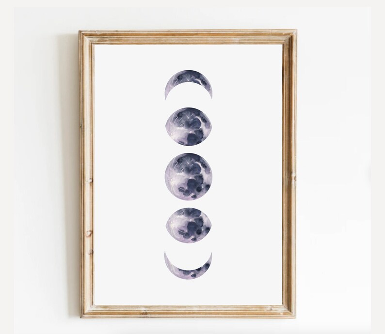 Moon Print Phases of the Moon Moon Wall Art Moon Phases - Etsy