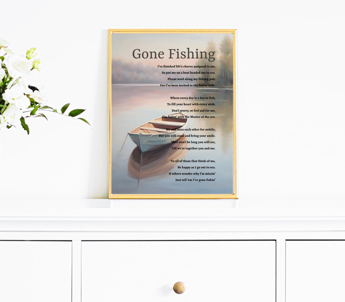 Gone Fishing Poem Ready to Print, Celebration of Life Poem for ...