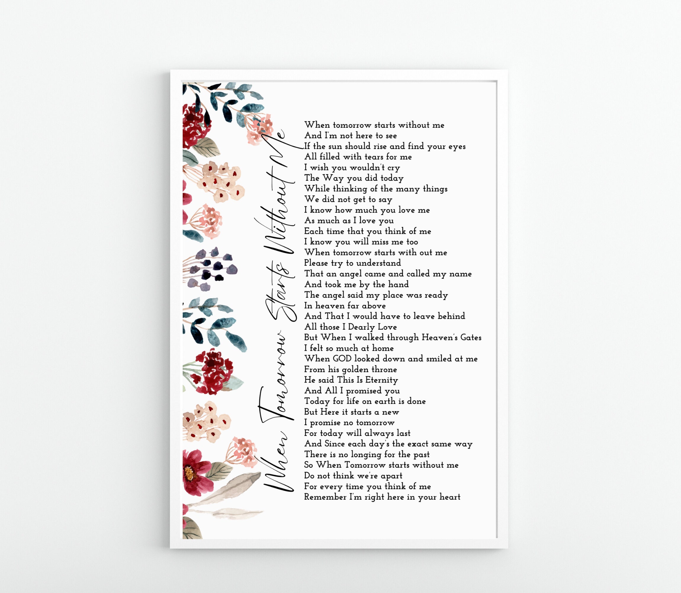 When Tomorrow Starts Without Me Printable Poem, Digital Download, Grief ...