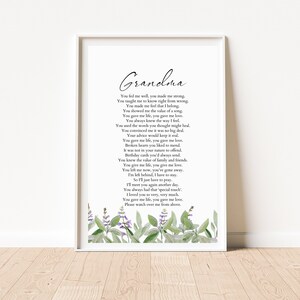 Grandma Memorial Poem. Celebration of Life, Funeral Remembrance Poem ...