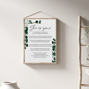 She is Gone | David Harkins Printable Poem, Digital Download, Grief ...
