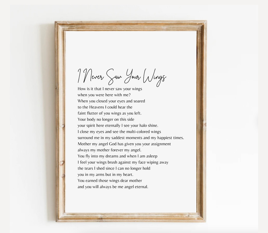 I Never Saw Your Wings | Funeral Printable Poem, Digital Download ...