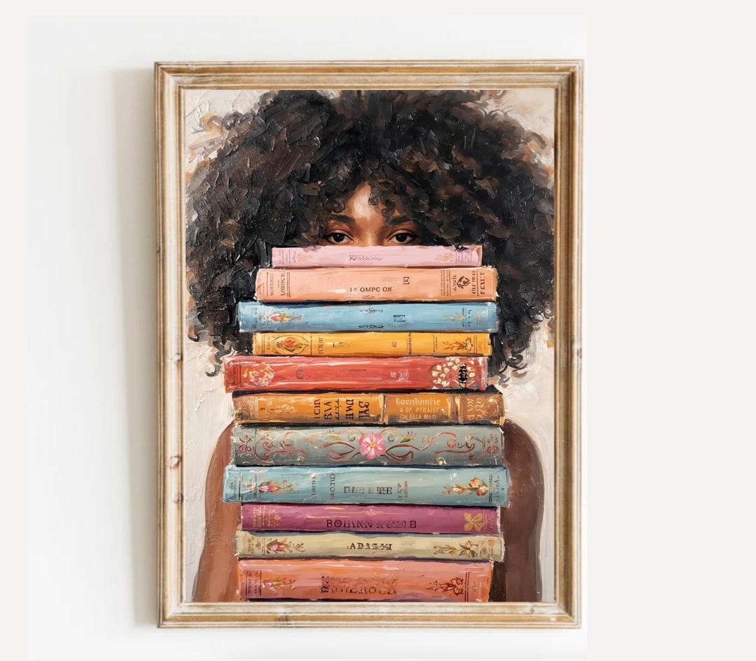 Black Woman Reading Print: Abstract Afro Feminine Art (digital Download ...