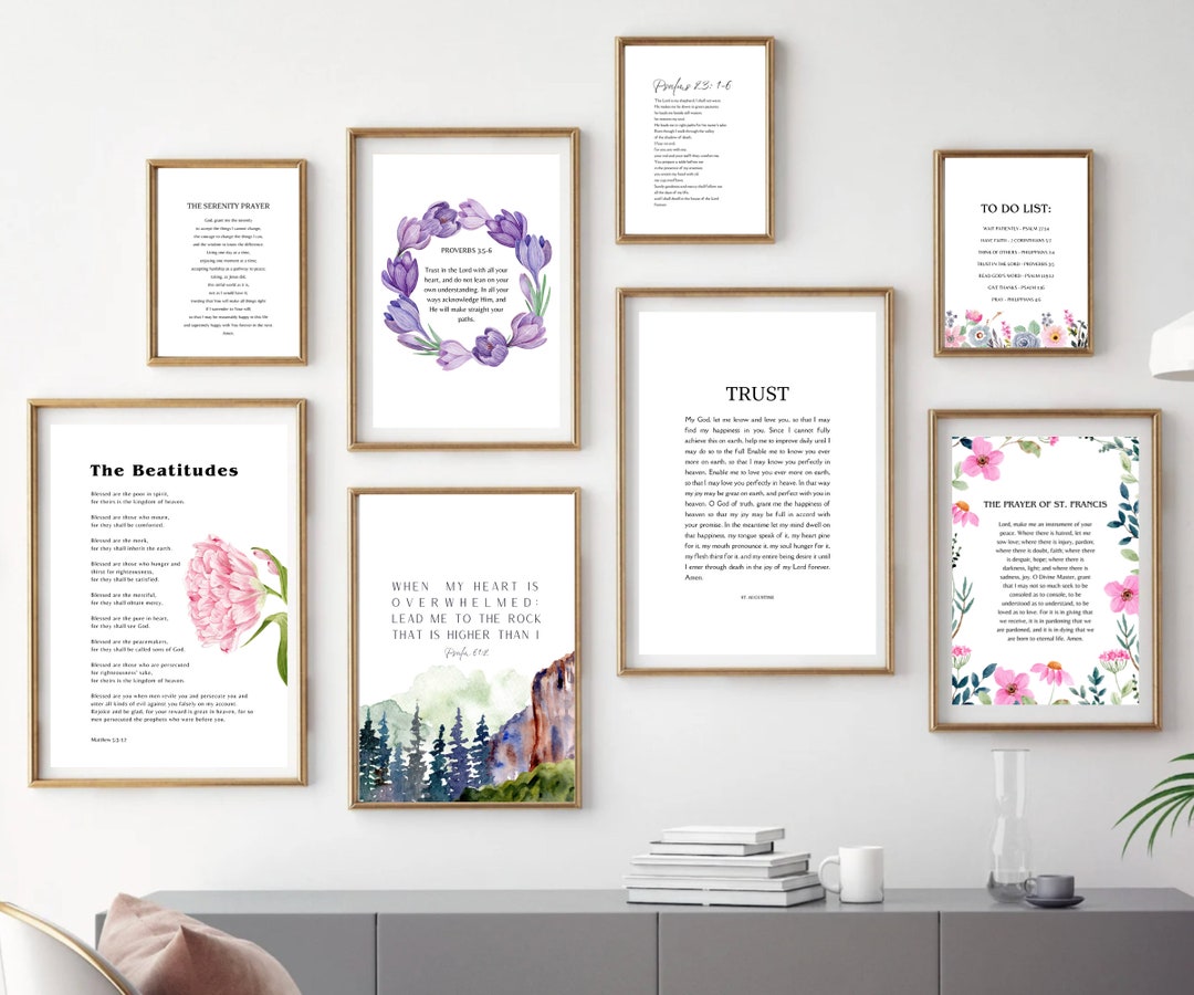 Modern Scripture Wall Art, Set of 22 Faith Prints, Psalms Bible Verse ...