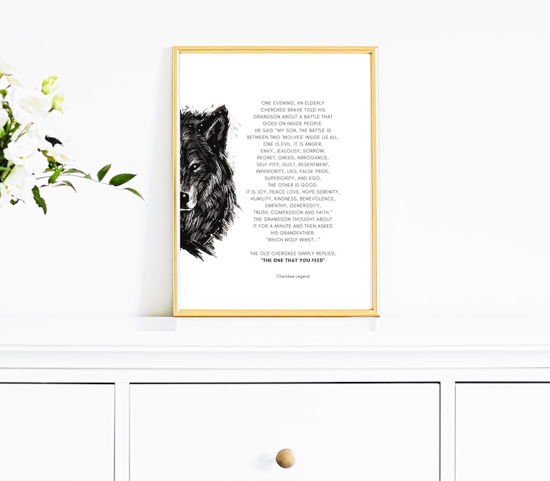 Two Wolves Cherokee Legend Print | Native American Quote (instant ...