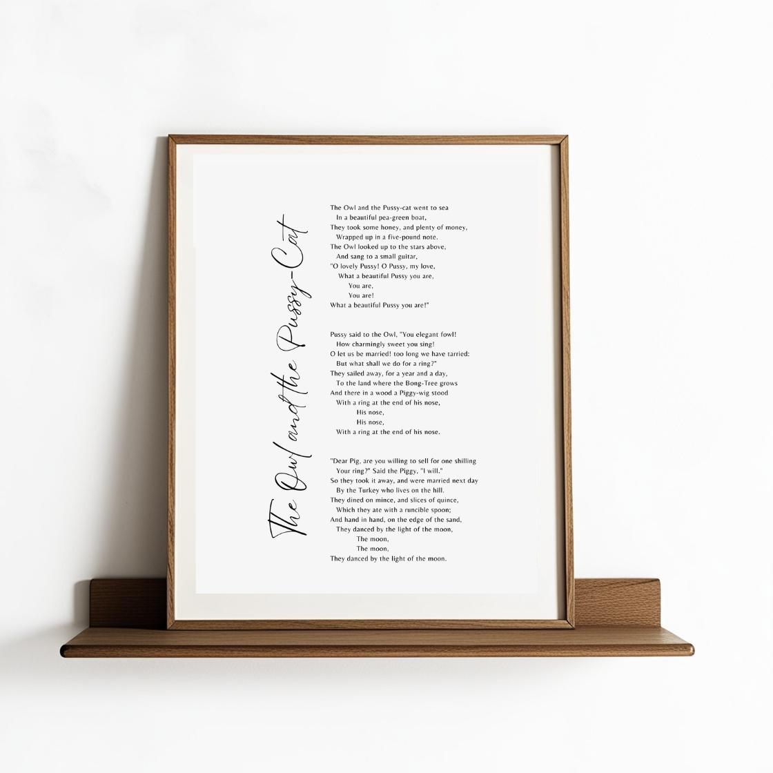 The Owl and the Pussycat by Edward Lear Poem | Wedding Present ...